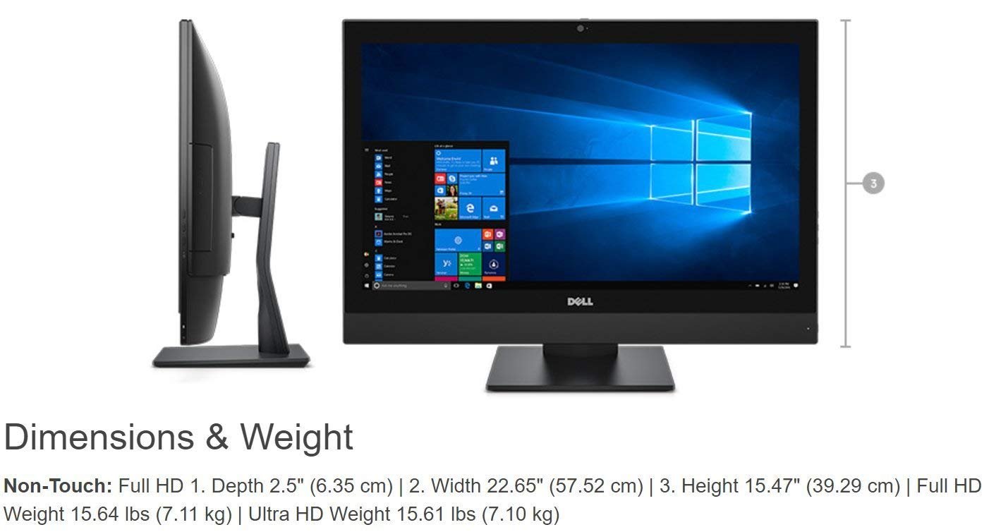 Dell Optiplex 7450 FHD 24in All in One Computer PC (Intel Quad Core i5-6500, 8GB Ram, 256GB SSD, HDMI, WiFi, DVD-RW) Windows 10 Pro (Renewed)