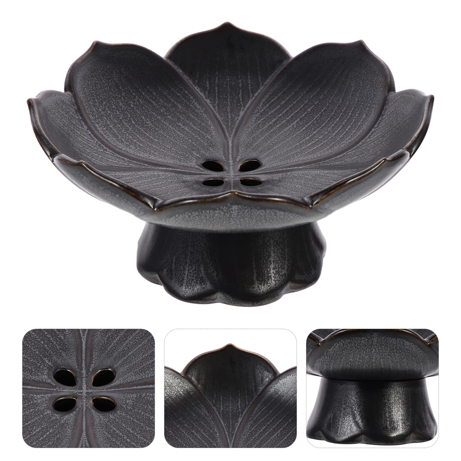 DOITOOL Fruit Tray Ceramic Footed Fruit Bowl: Lotus Shaped Snacks Plate Decorative Dessert Cake Serving Bowl Appetizers Platter Tray for Home Party Kitchen Ceramic Fruit Bowl