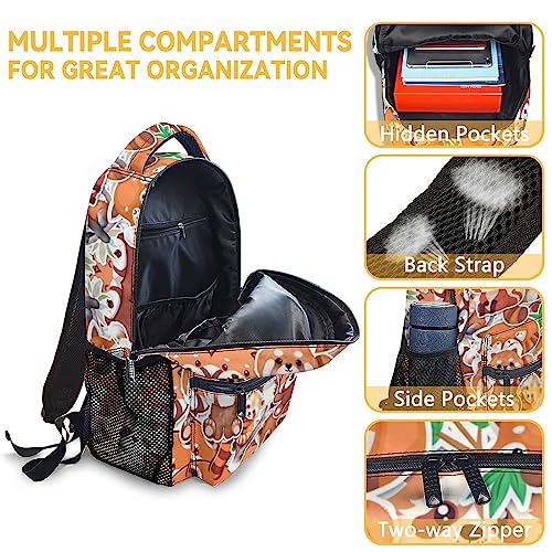 CUSPCOD Red Panda Backpack with Lunch Box and Pencil Case for Girls Boys, 16 Inch School Bookbag with Adjustable Straps, Travel Bag Durable, Lightweight, Large Capacity