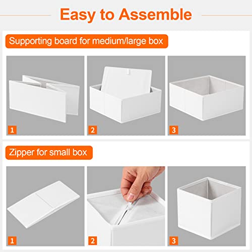 Stero 12 Pack Drawer Organizers for Clothing, Dresser Drawer Organizer Clothes, Fabric Foldable Closet Organizers and Storage Basket Bins for Clothes, Underwear, Bras, Socks (White)