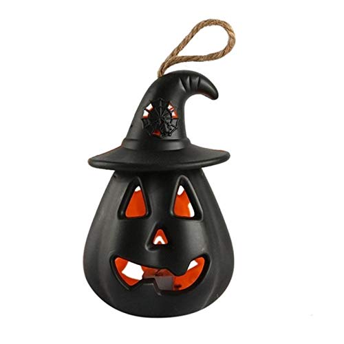 YXYX Retro Oil Lamp Halloween LED Pumpkin Light Lamp Flameless Creative Home Garden Party Outdoor Halloween Decoration Lantern Light with Battery Outdoor Camping Lights (Color : Black)