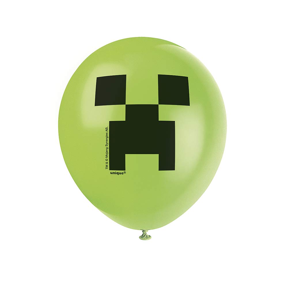 Multicolor Latex Minecraft Balloons (12") 8 Count - Vibrant & Durable Material, Perfect for Gamers' Epic Party Celebrations