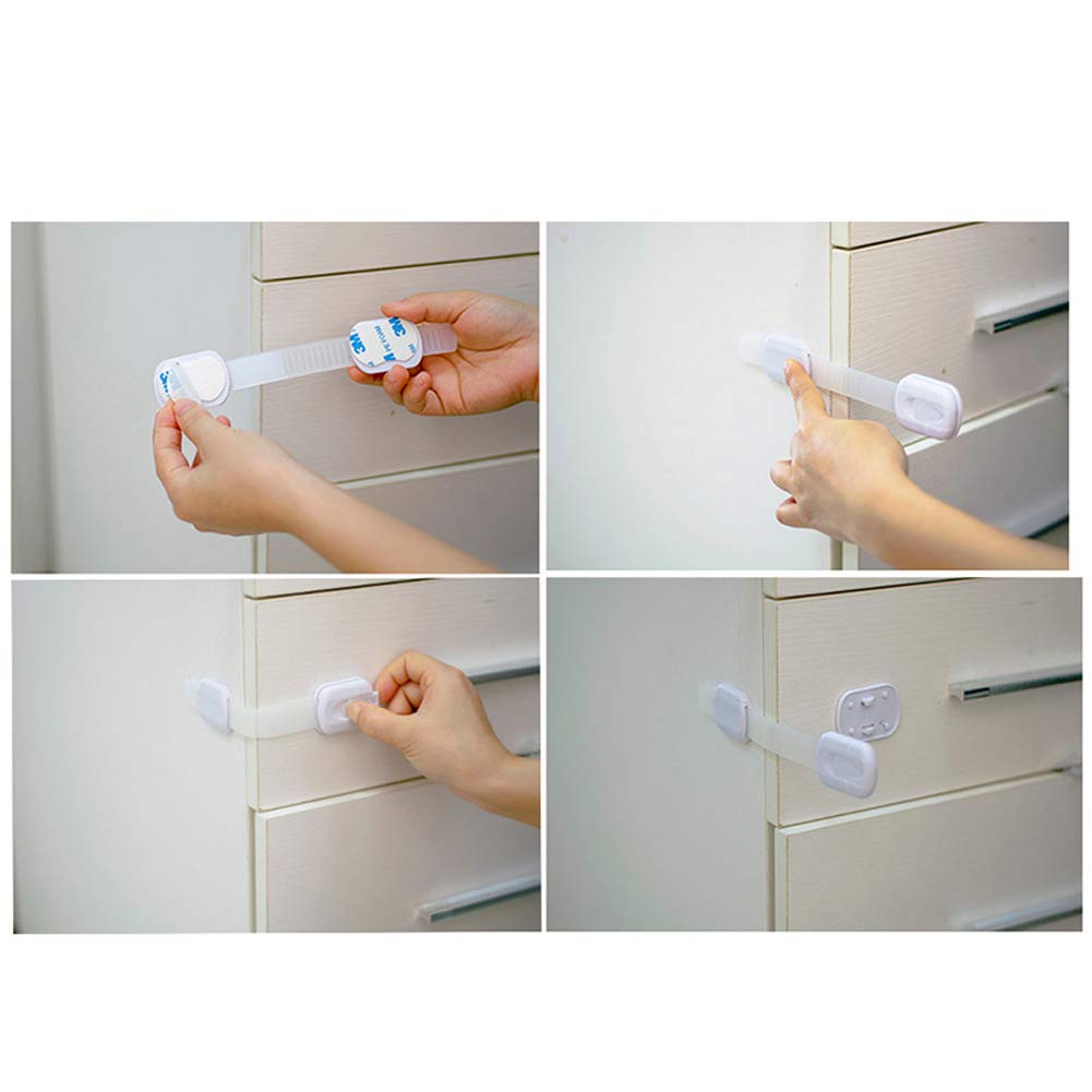 Child Safety Cabinet Locks for Baby Proofing (6 Pack) No Tool or Drilling Needed with Super Strong 3M Adhesive, Multi-Purpose Locks, Baby Proof Home Drawer, Cabinets, Oven, Window, Toilet Seat