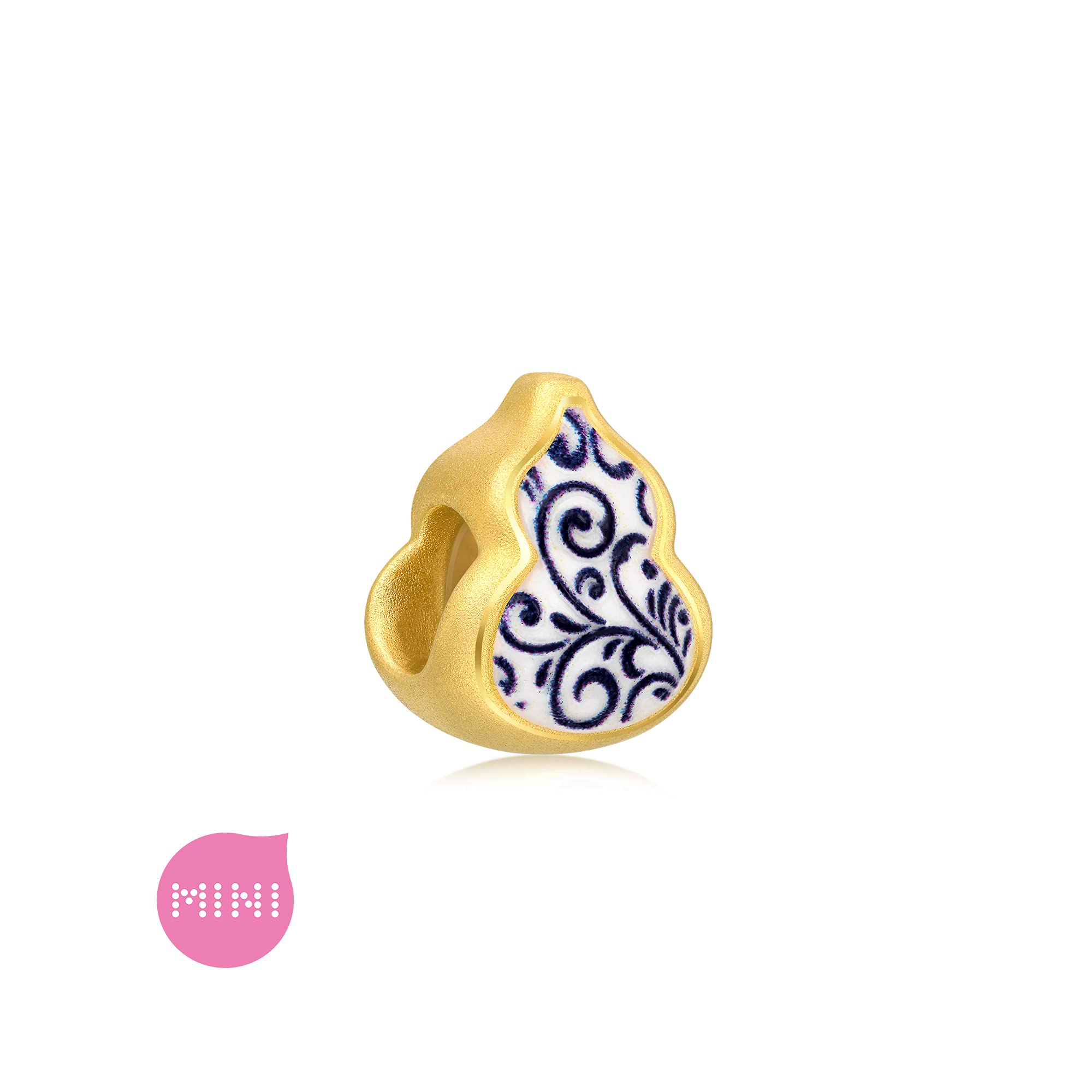 CHOW SANG SANG 999 24K Solid Gold Blue and White Porcelain Mini Charm Bracelet for Women 92527C