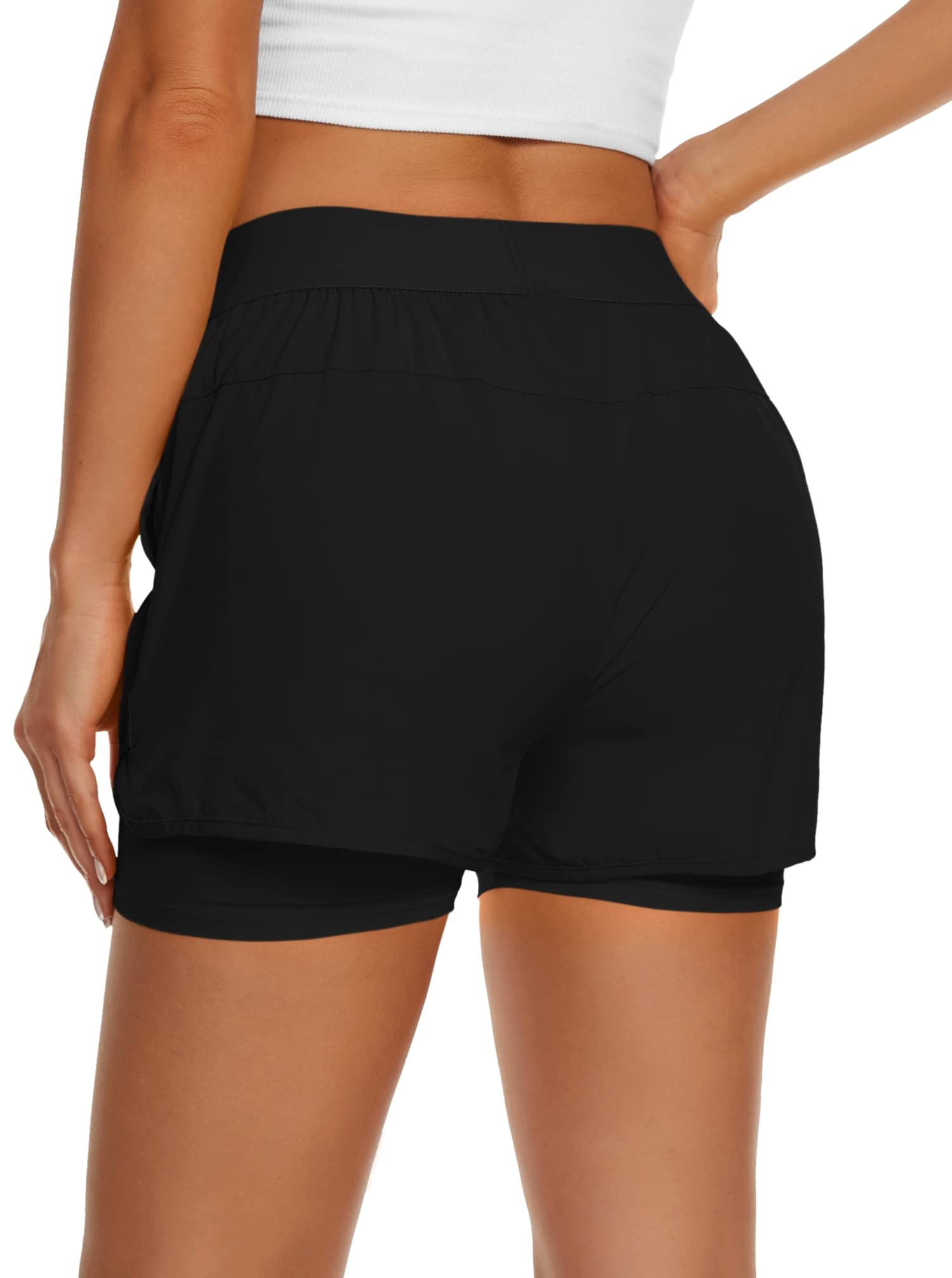 Custer's Night Womens High Waisted Running Shorts Quick Dry Athletic Workout Shorts with Pockets Black M