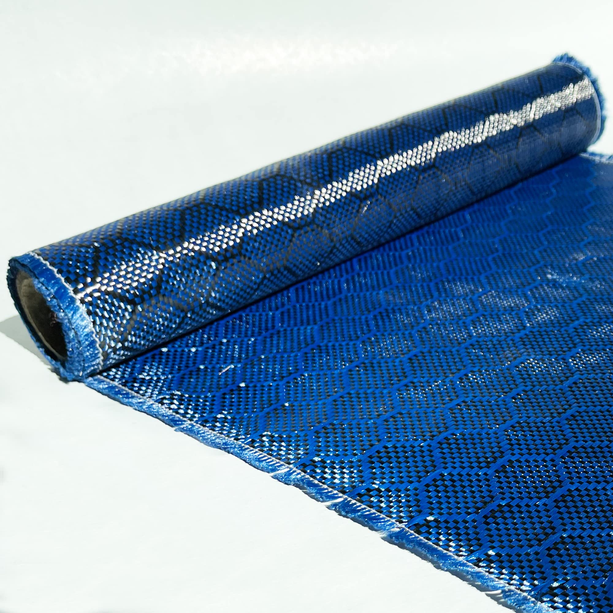 KARBXON - 12 in x 10 ft β Beehive Weave - Carbon Fiber Aramid Fabric - Blue - 3K - 240g/meter - Beehive Weave 12β Wide Hemmed Fabric for Repair, DIY Projects (10, Ft)