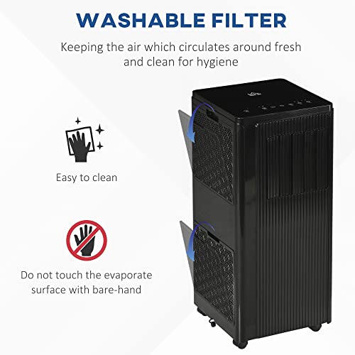 HOMCOM 8,000 BTU Smart WiFi Portable Air Conditioners for Rooms Up to 215 Sq. Ft., Cool Dehumidifier Fan 3-in-1 Portable AC Unit with Remote, 24H Timer, Window Mount Kit Included, Black