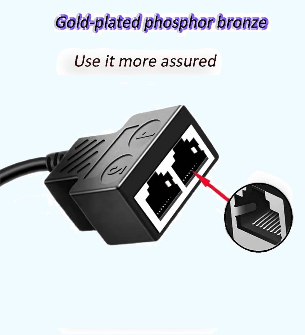 Ethernet Splitter 1 to 2 RJ45 Network Cable, JUEJUEZI Ethernet Splitter Connectort Male to Female, for Super Cat5/5e/6/7, TVs/Set-top Boxes/Computers/Routers/ADSL/Hubs/Switche/Wireless