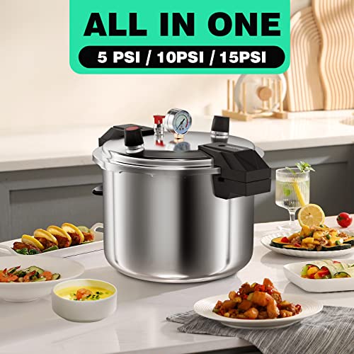 Wantjoin Pressure Cooker, Commercial Aluminum canner Pressure Cooker, Silver,16 Quart (15L)