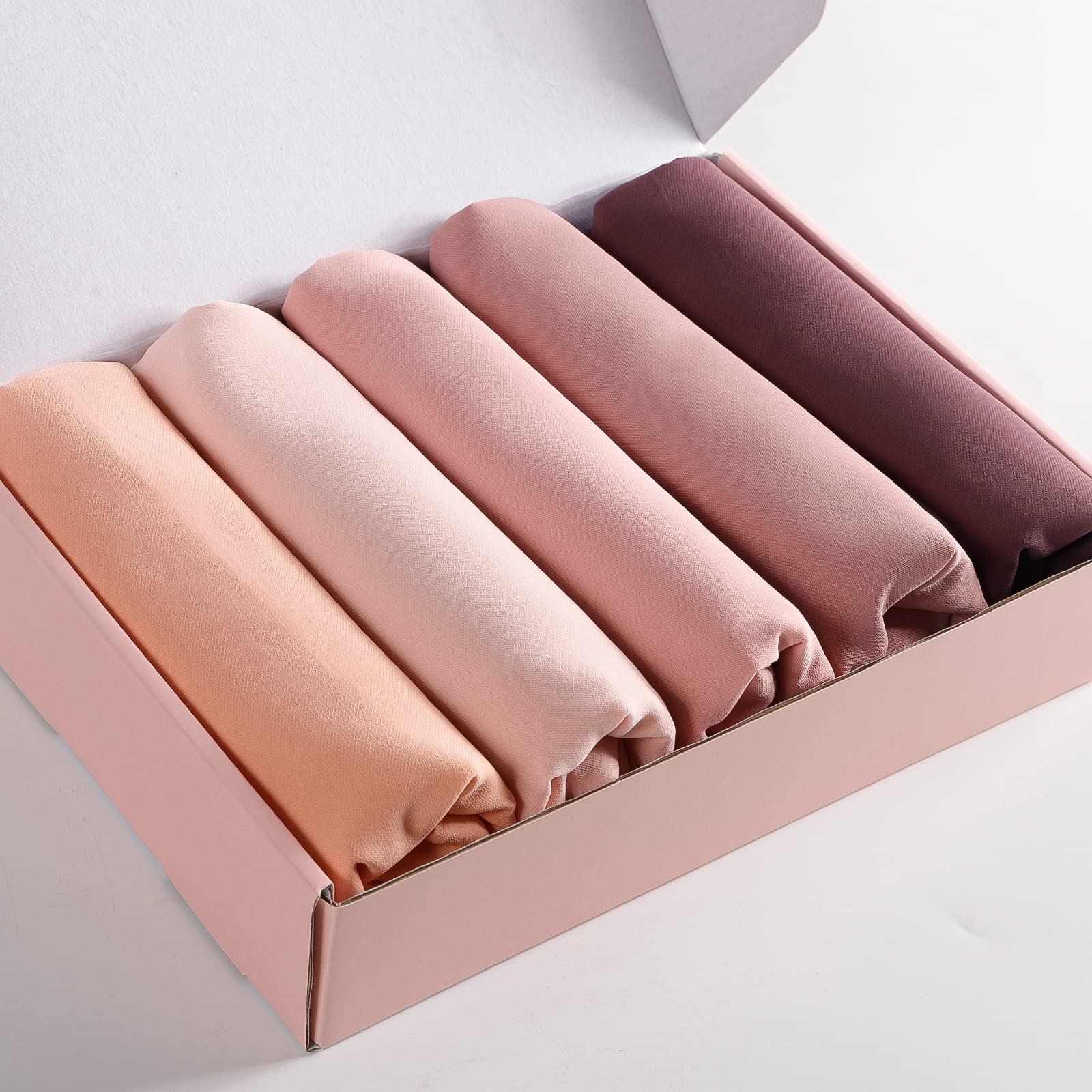 Febfim 4 PCS Muslim Women Soft Premium Solid Chiffon Hijab Scarves Shawl Long Scarf Wrap Scarves with Gift Box (Mix Color F)