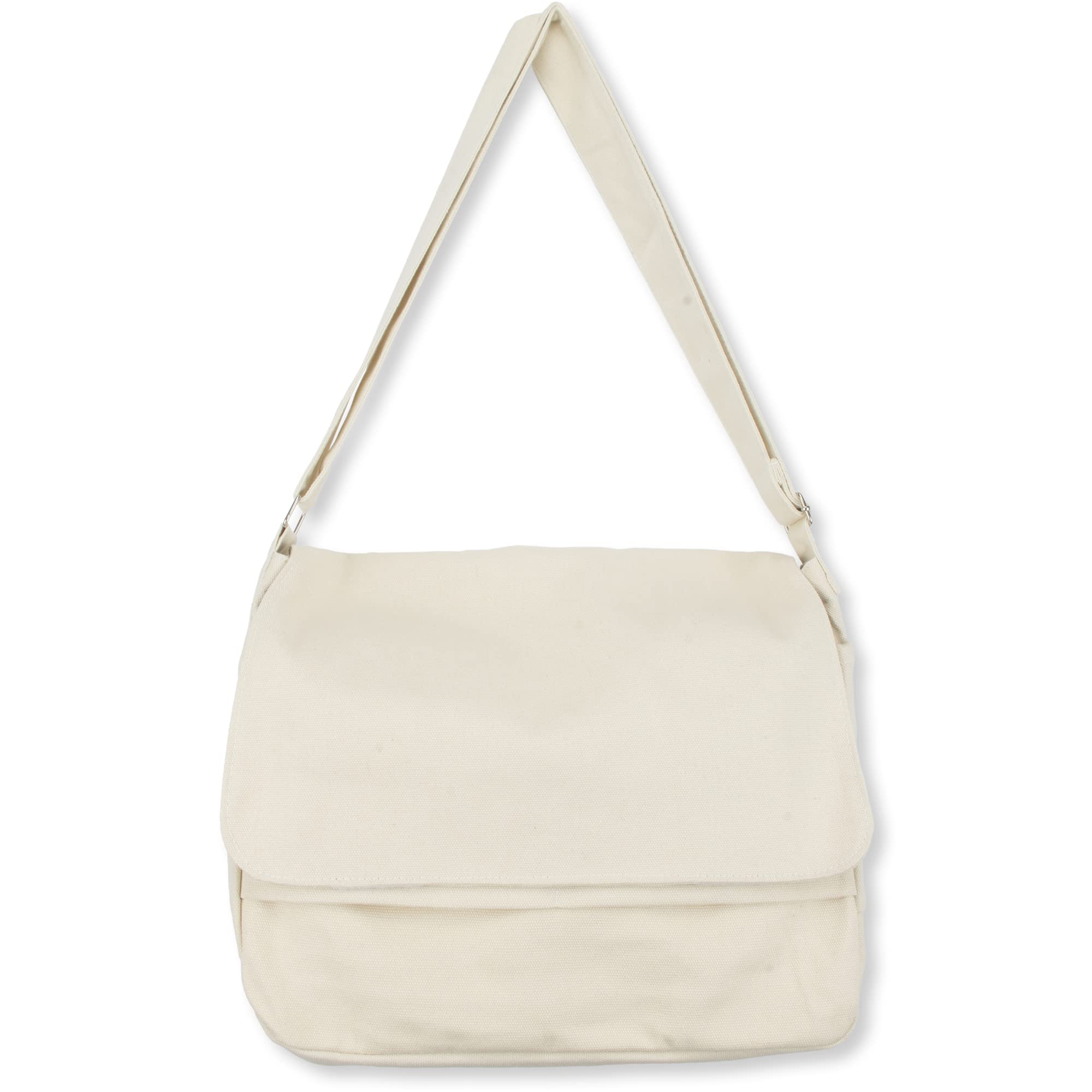 Canvas Messenger Bag Cross Body Bag Shoulder Bag Simple Design Thick and Sturdy (Beige)