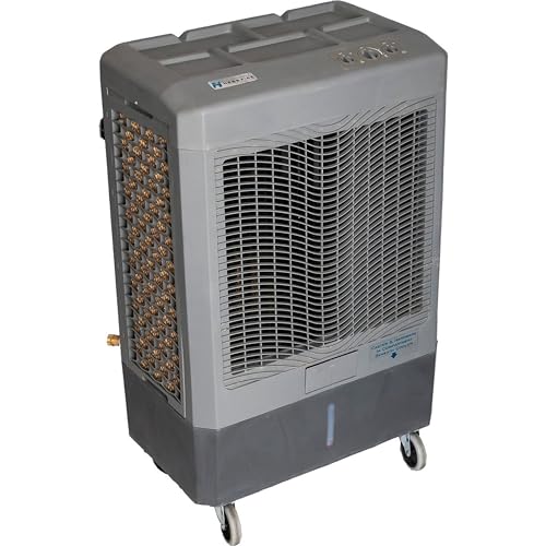 Portable Swamp Coolers - 5300 CFM MC61M Evaporative Air Cooler with 3-Speed Fan - Water Cooler Fan 1600 Sq. ft. Coverage High Velocity Outdoor Cooling Fan Swamp Cooler by Hessaire - Gray