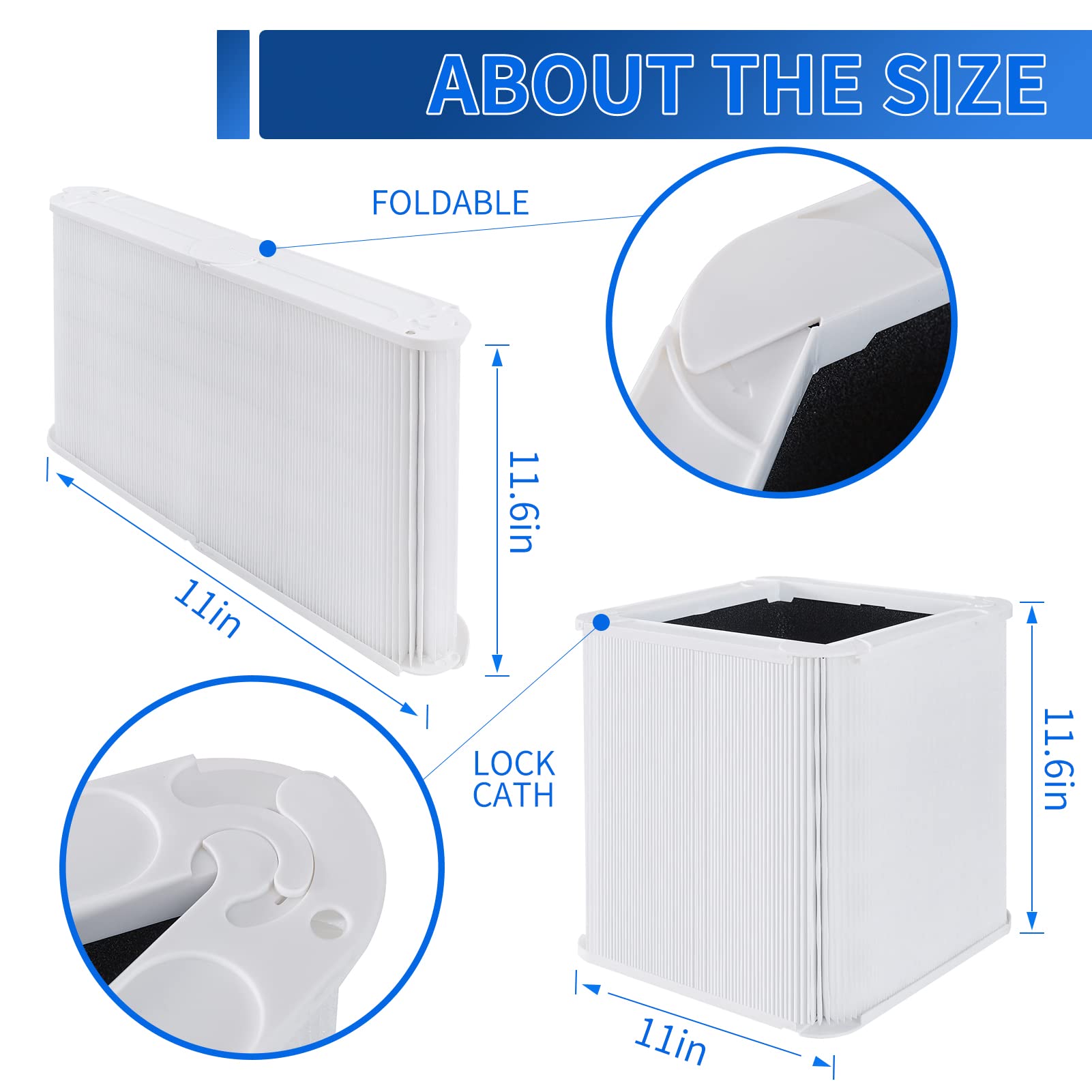 ELEMFIL 211+ Replacement Filter Compatible with Blueair Blue Pure 211+ Air Purifier, Foldable Filter