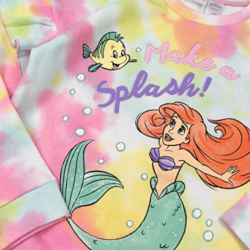 Disney Little Mermaid Princess Ariel Little Girls Fleece Pullover Sweatshirt Tie Dye 7-8