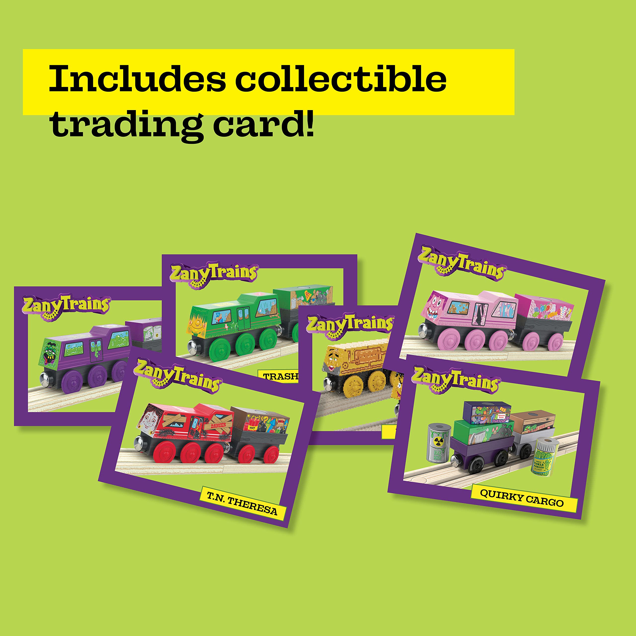 Zany Trains Series 1 - Wooden Train Set with Cargo - Compatible with All Wooden Train Sets - Wooden Train Cars (Quirky Cargo)