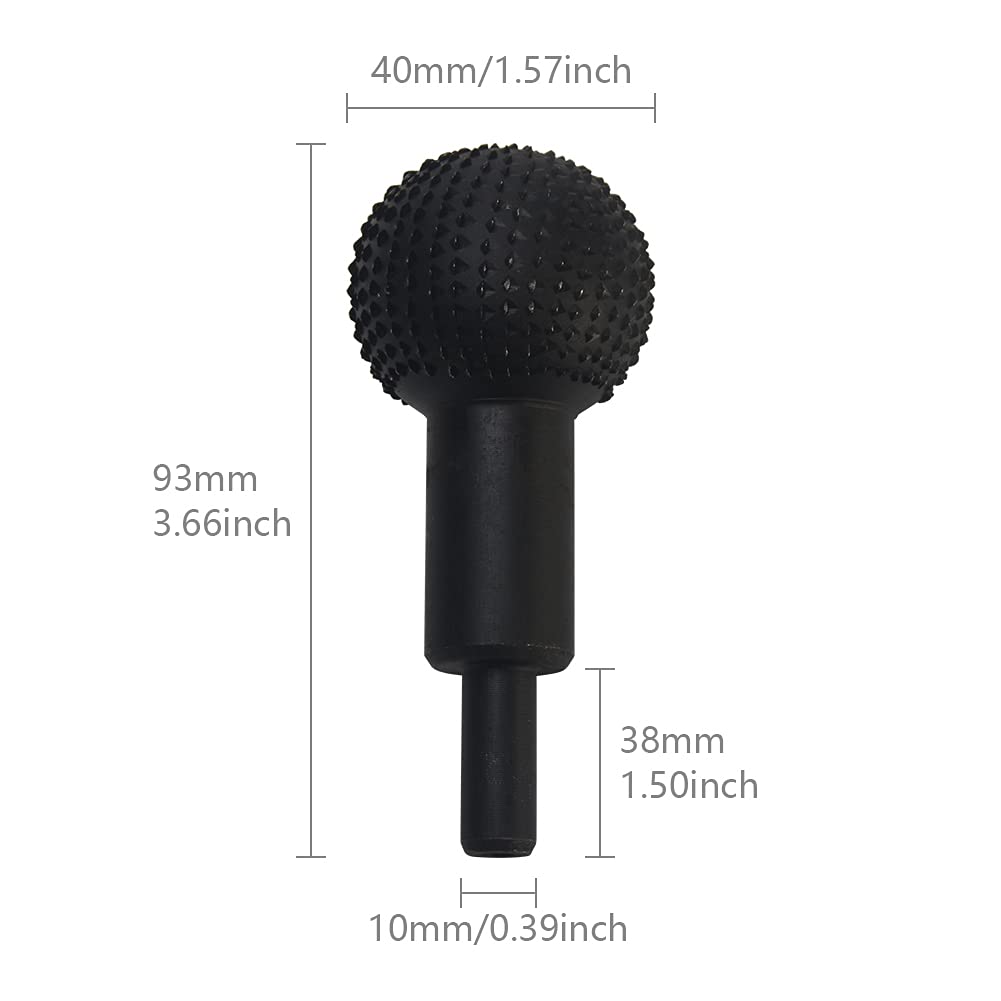 GEZICHTA Extreme Sphere Rotary Drilling Bits Grinding Head Rotary Grinding Head Woodworking Attachment Rotary Burr Grinding Head for Wood Marking, Carving, Engraving(40mm)(Black,Size:40mm)