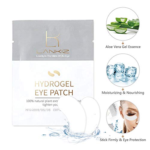 LANKIZ Eye Pads for Lash Extensions Under Eye Gel Pads for Eyelash Extensions Lint Free Hydrogel Eye Patches Eyelash Extension Supplies 100 pairs