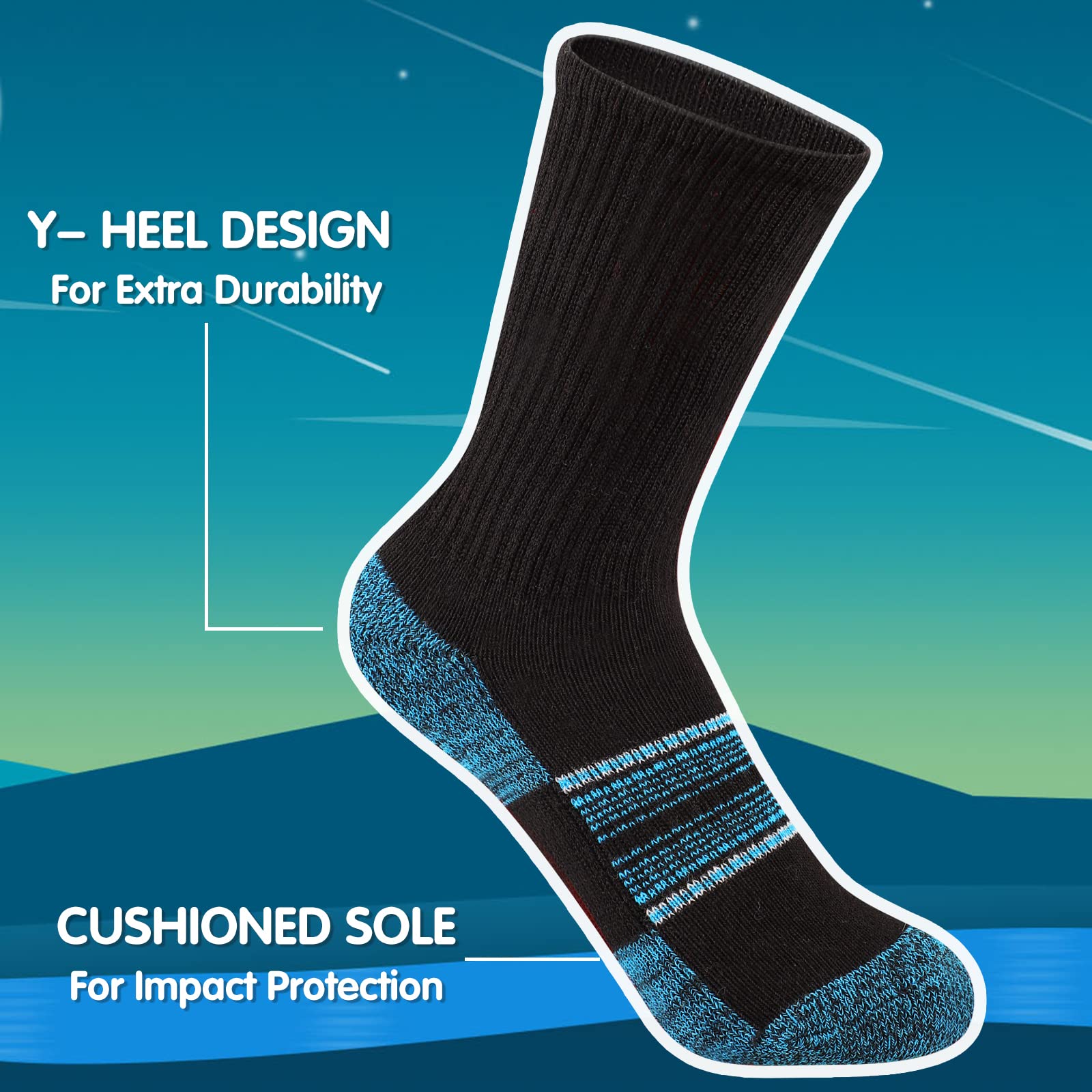 Comfoex Boys Crew Socks Athletic Long Cotton Socks For Kids 4-6 6-8 8-10 Years Old Half Cushioned Calf Socks 6 Pairs