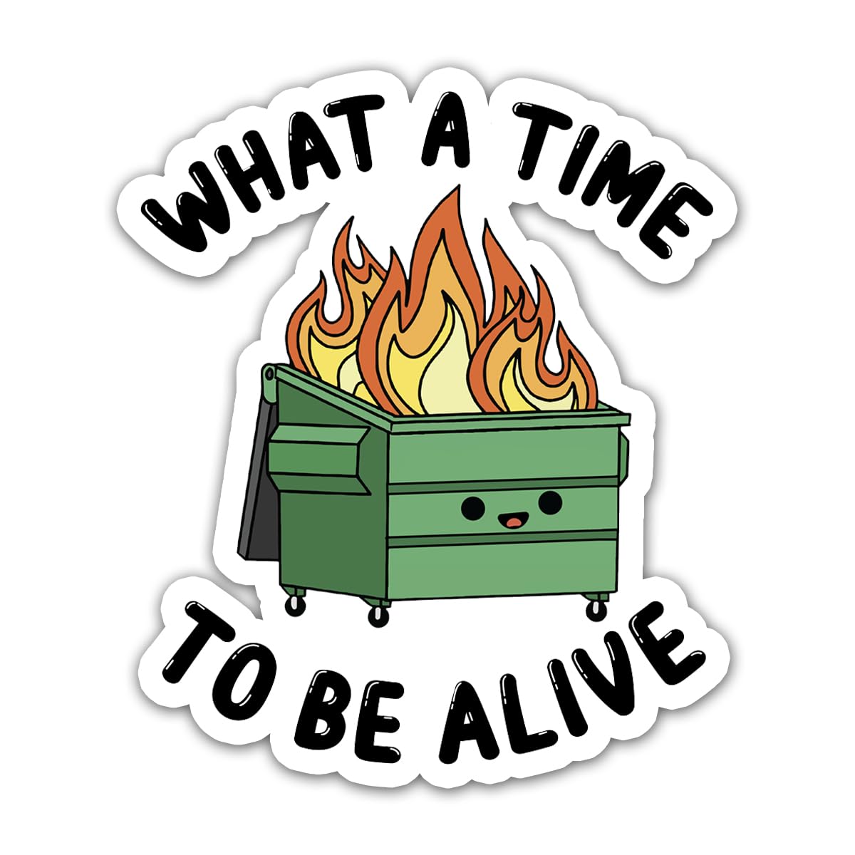 FANILA (3 Pcs) - What a Time to be Alive Sticker, Funny Burning Dumpster Fire Meme, Cute Trash Bin - Decoration Gift for Car Bumper Water Bottle Laptop Window Helmet, Stickers 3''x4''