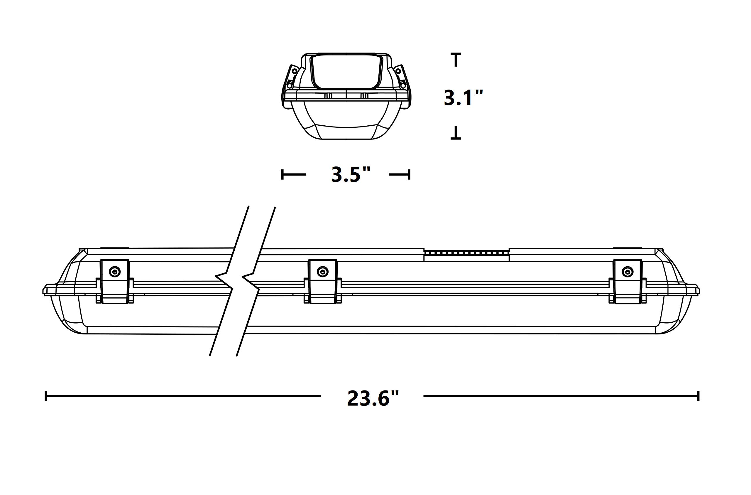 NICOR Lighting VT3(v2) Series 2ft LED Vaportite, 5000K (VT3202SUNV50) Gray