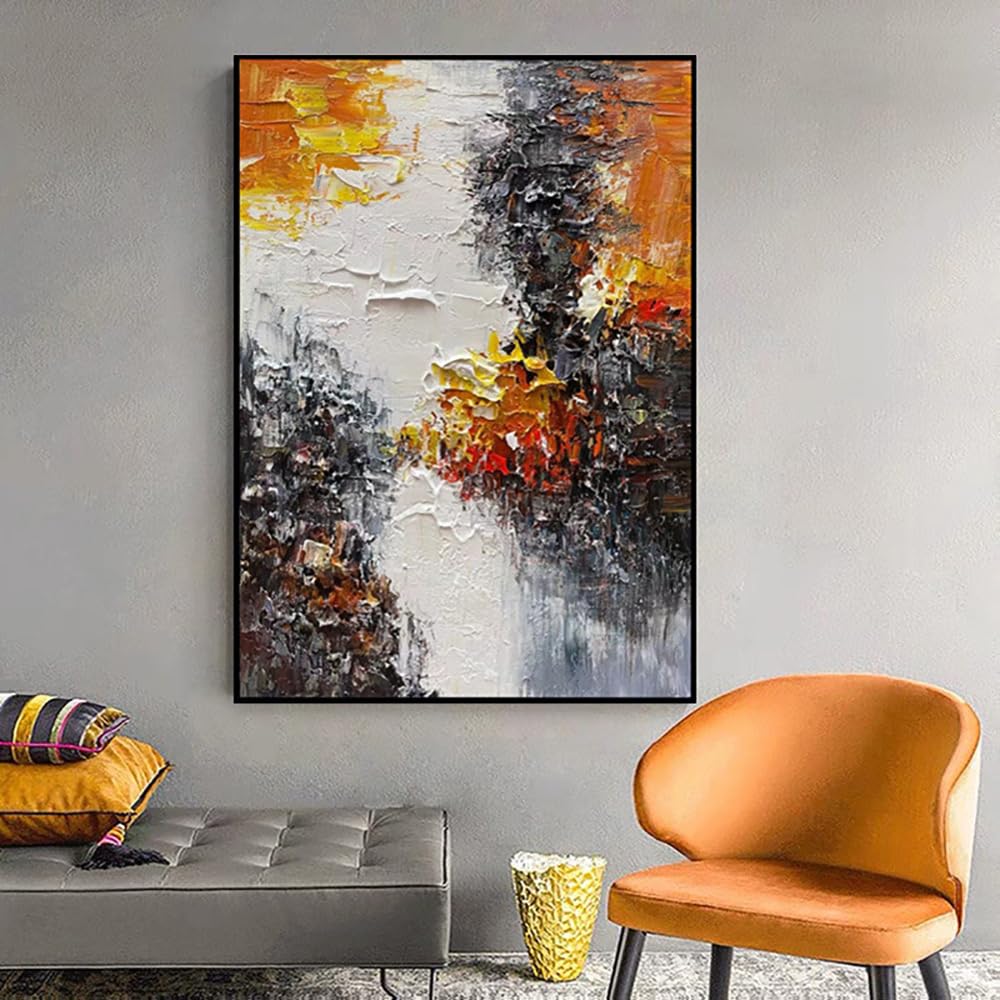 Canvas Painting 3D Abstract Painting Hand Painted Thick Oil Painting Modern Abstract Wall Art Decoration Home for Living Room,31inx47in,No Frame