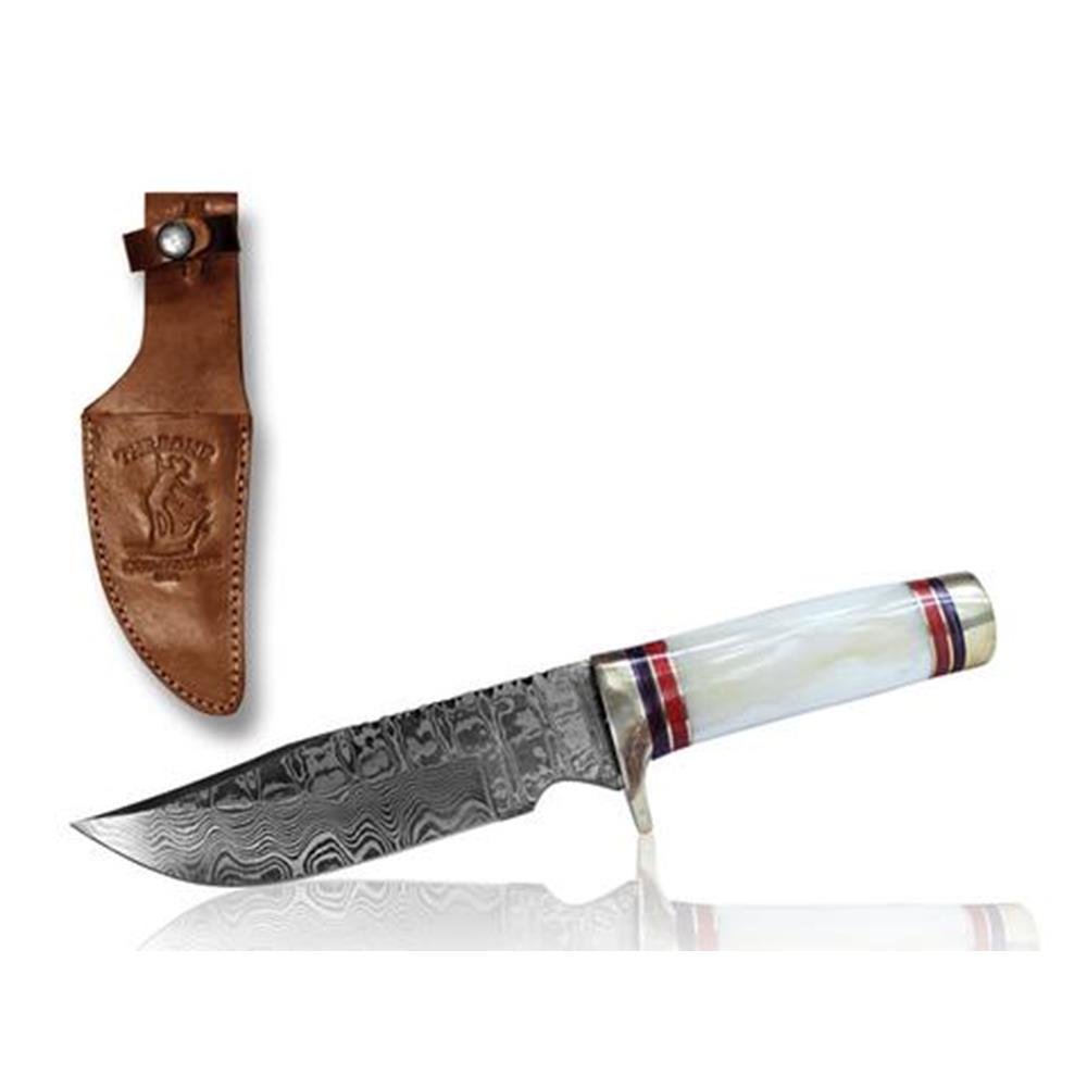Bone Collector 11" Overall Custom Damascus Carbon Steel 576 Layers Bowie Hunting Real Bone Handle Knife