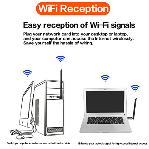 USB Wireless for PC,USB WiFi Adapter for PC,2.4GHz/5GHz,1300Mbps USB 3.0 Wireless WiFi Dongle,High Gain Dual Band 5dBi Antenna, Support Windows 11/10/8.1/8/7/XP, Mac OS 10.9-10.15