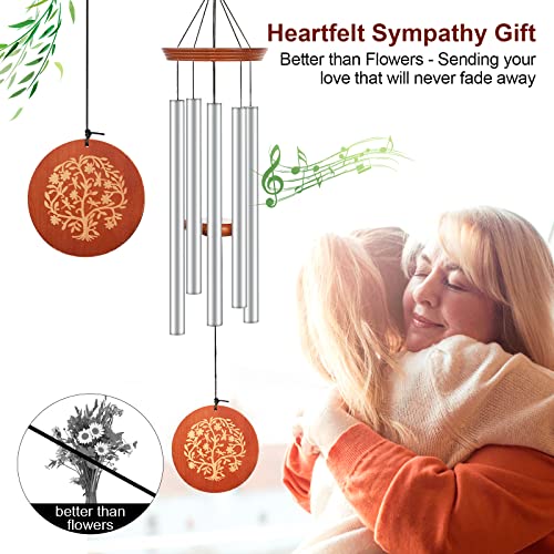 Epartswide Large Wind Chimes Outside Deep Tone,44" Memorial Wind Chimes Outdoor with 4 Heavy Tubes Soothing Melody Wind Chimes Large Sympathy Gift for Mom Patio Hanging Decor(Black)