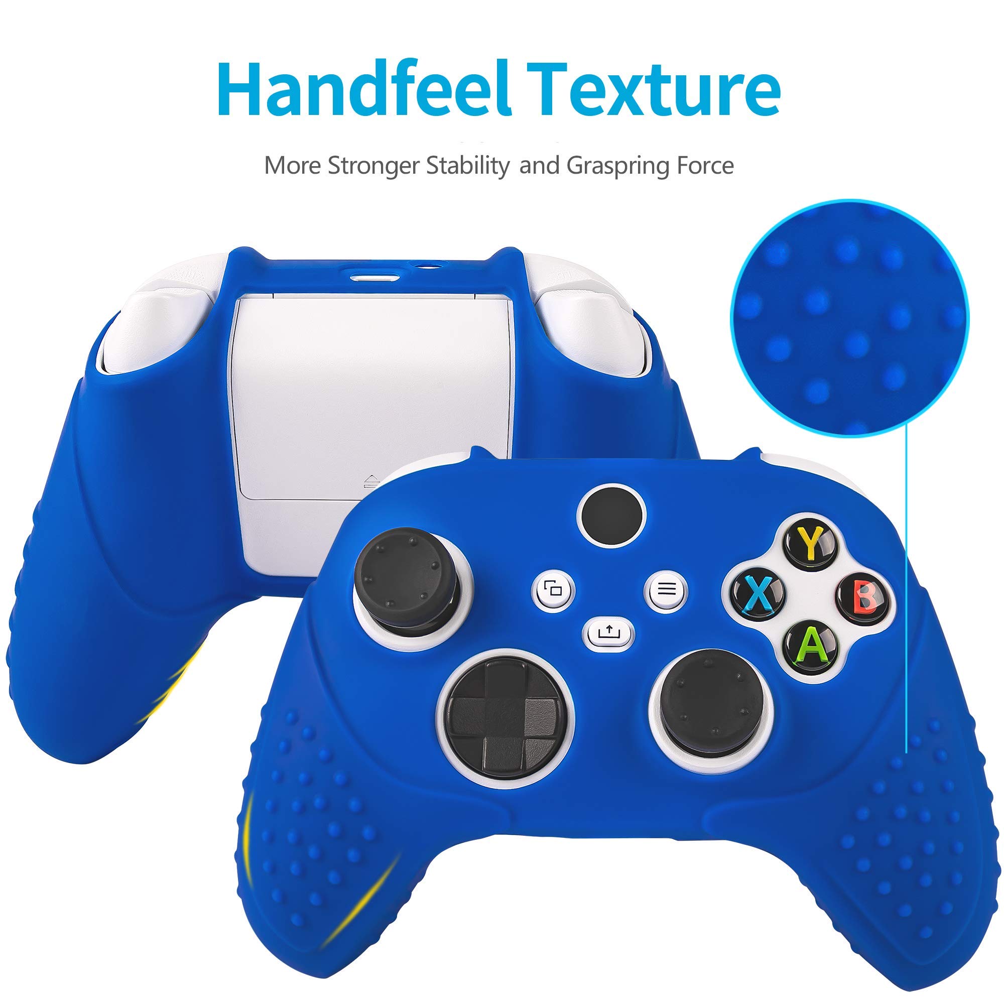 CHIN FAI Silicone Skin Grip Cover for Xbox Series X Controller, Anti-Slip Protective Case fits Xbox Series X/S Controller with 4 Thumb Grips (Blue)