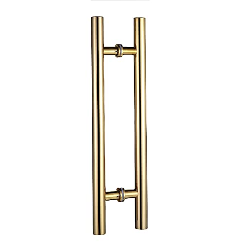 SUCHETA Modern Round Entry Door Handle,Modern Steel Push Pull Door Handle for Sliding Glass Shower/Barn Door/Interior Exterior Door,Hardware Included (Color: Titanium Yellow,Size: 80 x 60cm)