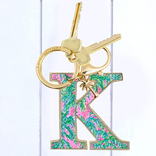 Lilly Pulitzer Leatherette Initial Keychain, Letter Bag Charm for Women, Suite Views (K)