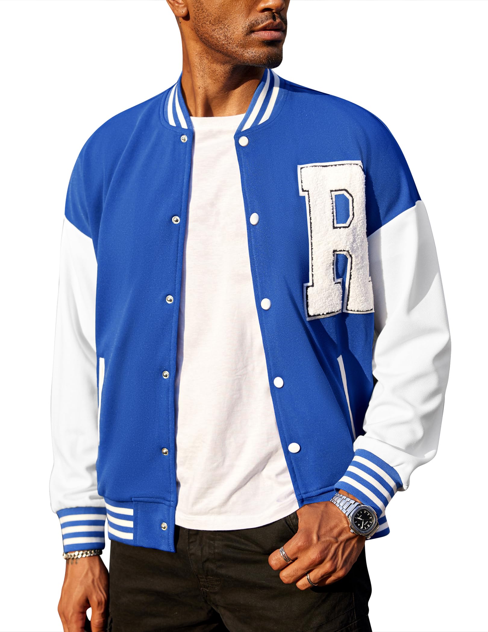 COOFANDY Custom Varsity Jacket Men Letter Print Bomber Coats Fashion Streetwear