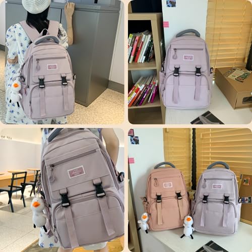 Leaper Water-resistant Laptop Backpacks Lightweight Bag for Women Book bag Casual Daypack Pink