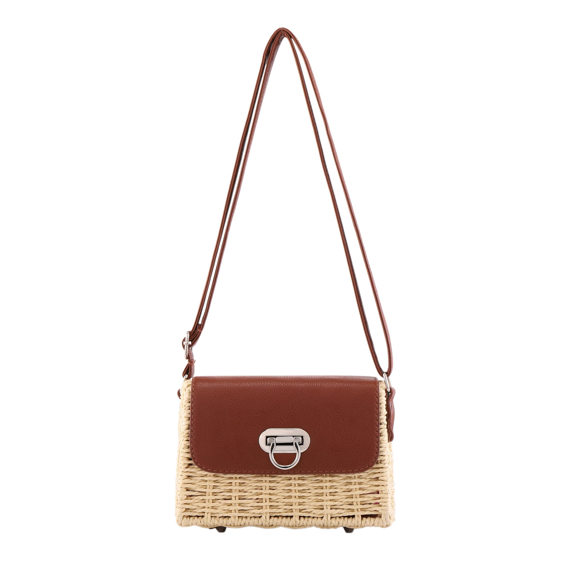 CHIC DIARY Summer Beach Straw Bag for Women Small Straw Crossbody Shoulder Handbag Handwoven Rattan Clutch Purse (A-Beige)