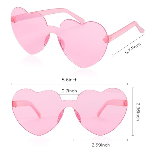 FUNUPUP 12 Pairs Heart Shaped Sunglasses Bulk Rimless Heart Shaped Glasses for Women Bachelorette Party