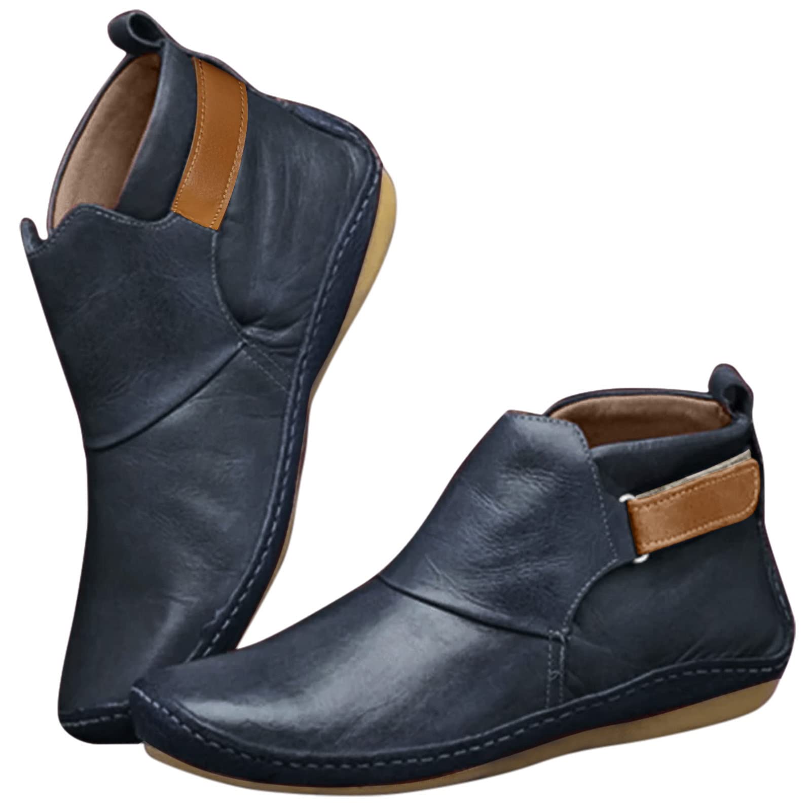 Comfortable Chelseas Boots Shoes Elastic Chunky Block High Heel Women's Fashion Womens Lug Sole Platform Boots Blue