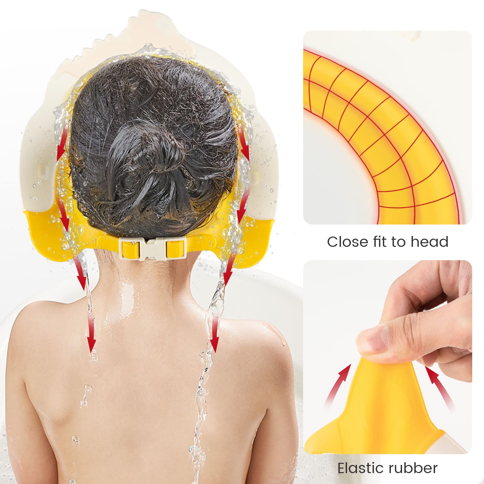 FUNUPUP 2 Pack Baby Shower Cap for Kids, Adjustable Toddler Hair Washing Bathing Cap Shield Baby Shower Visor Shampoo Cap Protect Baby Eyes (Dinosaur)