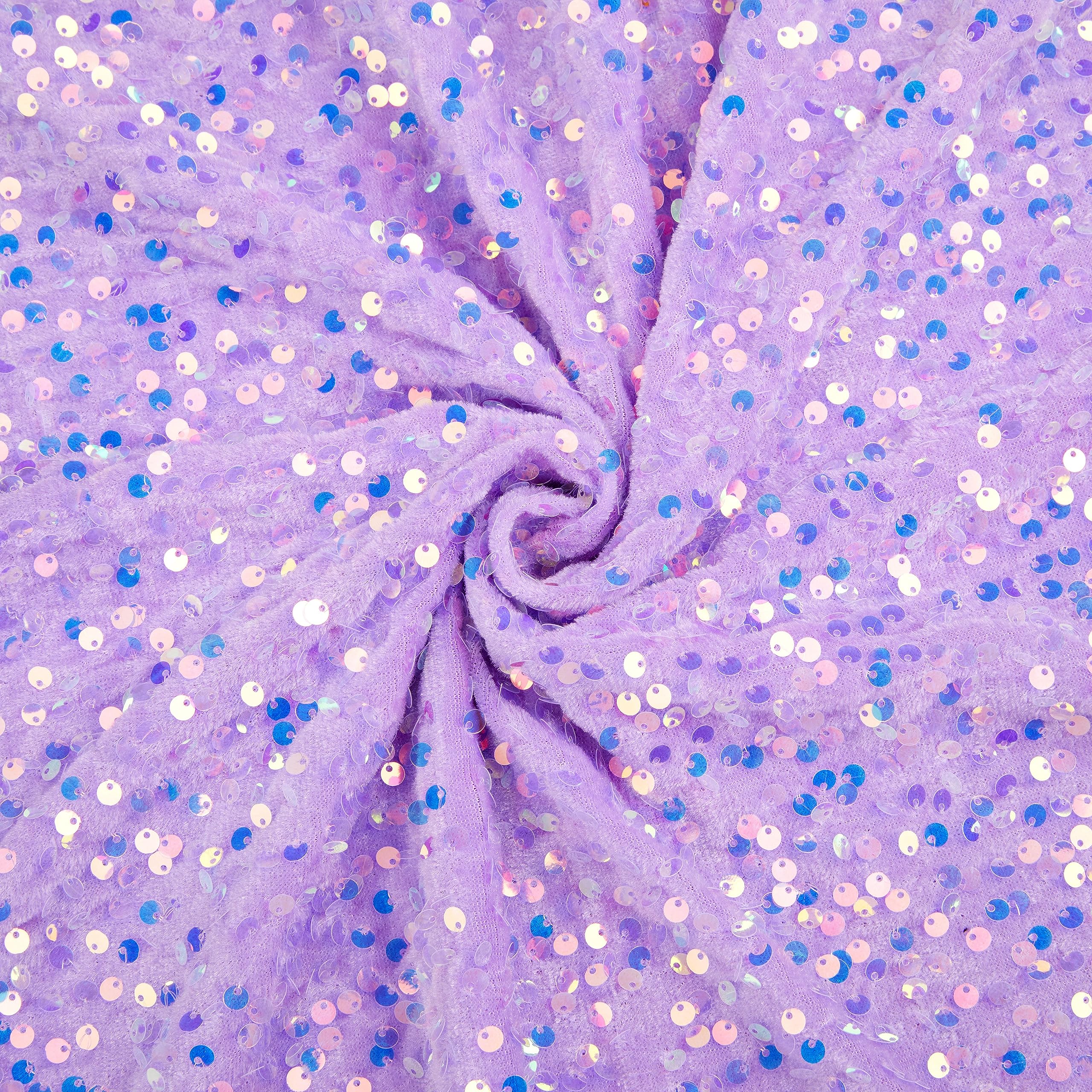 Iridescent Sequin Fabric 1 Yard Lavender Velvet Fabric by The Yard Purple Shimmer Sequin for DIY Craft Sewing Stretch Cloth for Custom Dress Birthday Party