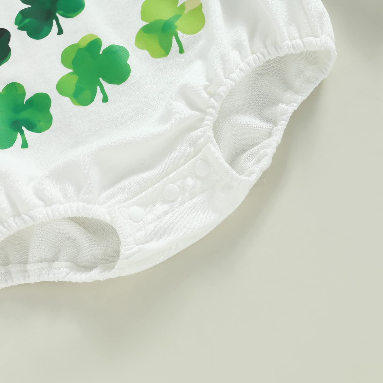 FunurHoome Newborn Baby Girl Boy Clothes St Patrick's Day Sweatshirt Romper Crewneck Shamrock Clover Print Bodysuit (White, 6-12 Months)