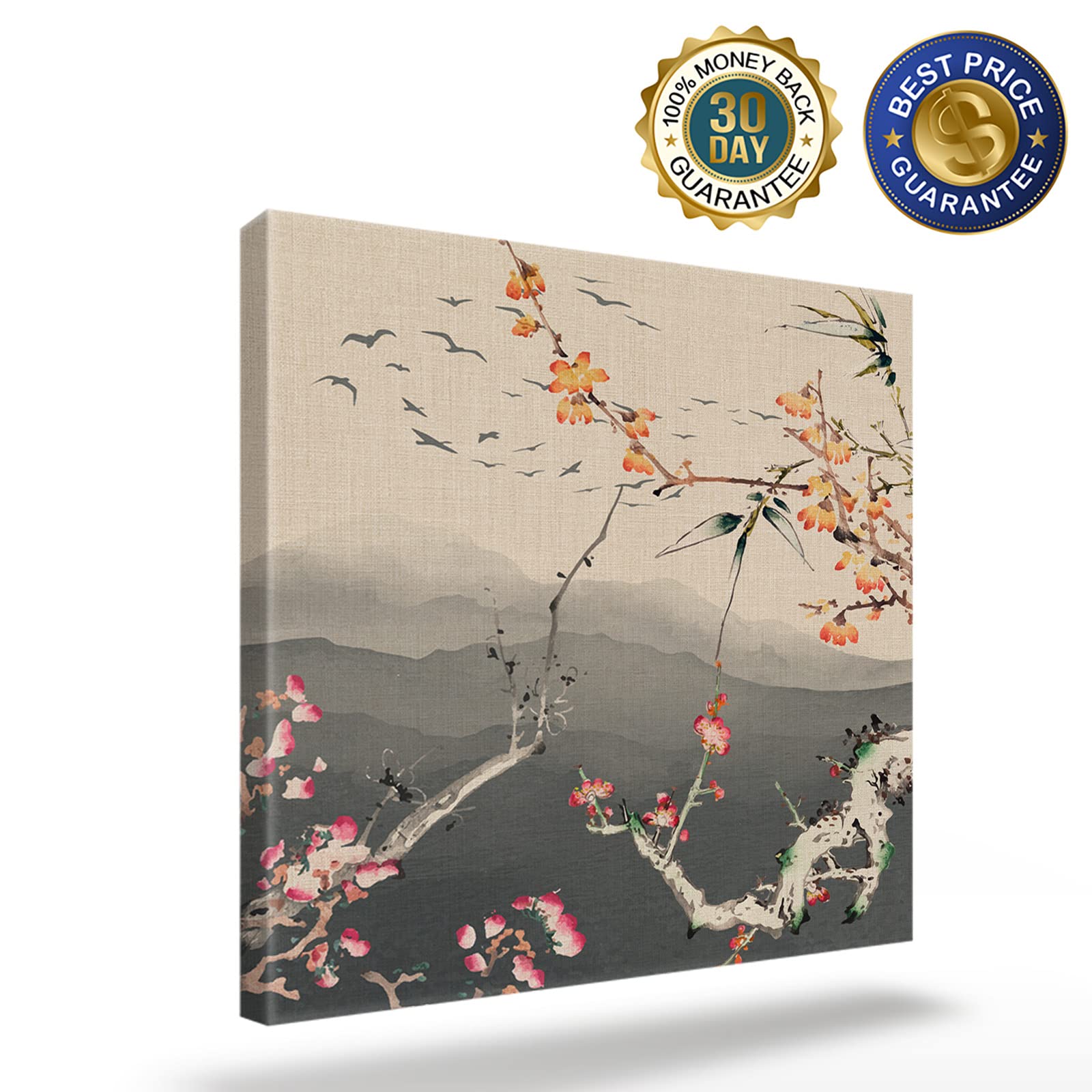 Canvas Wall Art Pictures on Canvas Oil Painting Art with Framed for Home Decorations Chinese Painting (12'' x 12'' x 1 Panel)