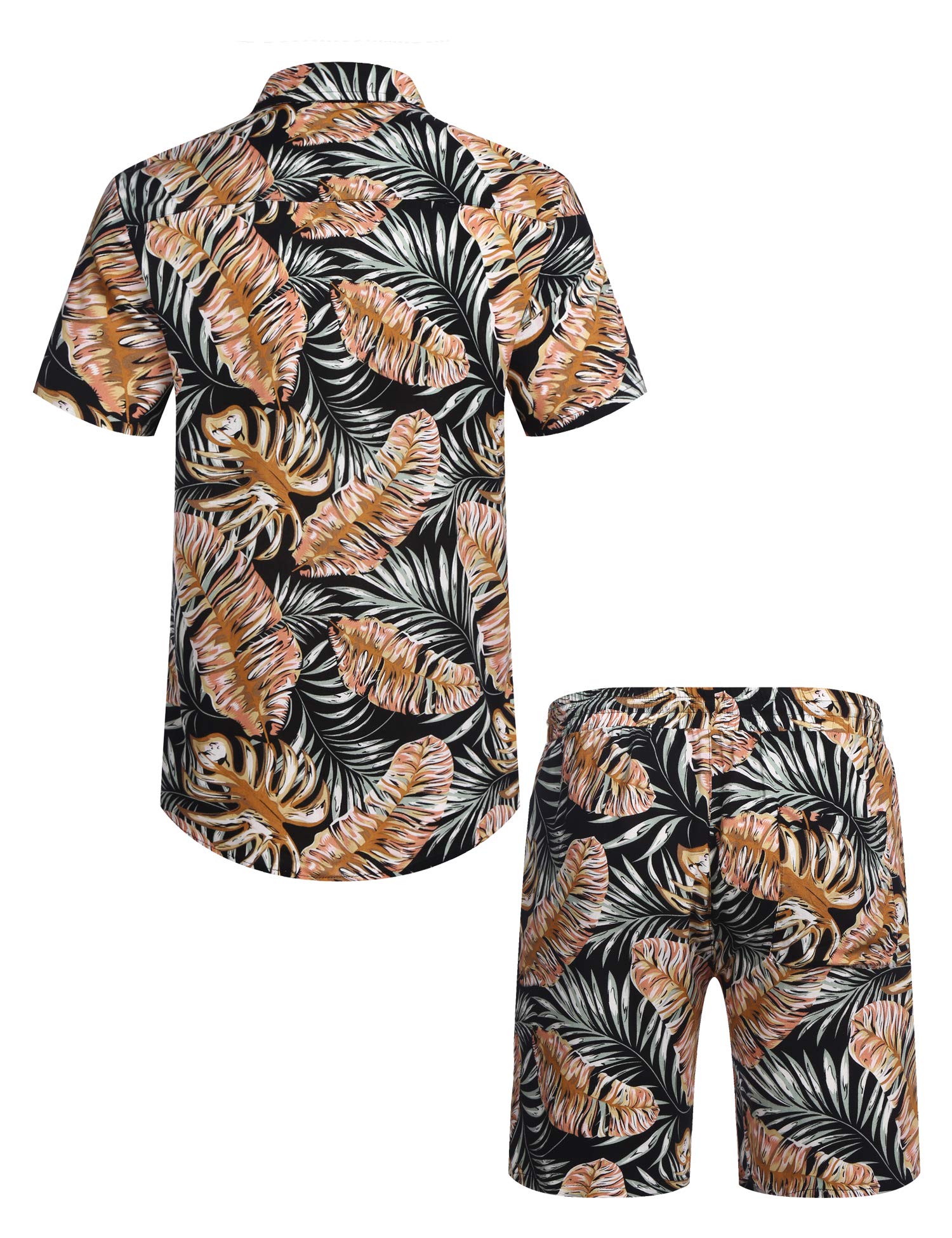 COOFANDY Men's Floral Pattern 2 Piece Summer Beach Short Sleeve Tracksuits