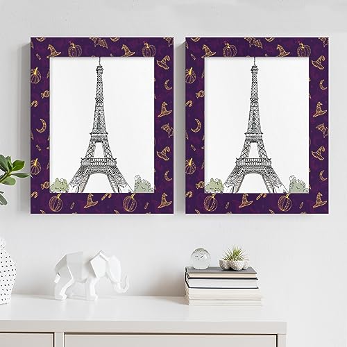 POFATO Halloween Bat Pumpkins 8x10 Picture Frame Wood Photo Frame for Tabletop Display Wall Mount Picture Frame Display 8 x 10 Inch Photo Wall Decor Home Gift Frames
