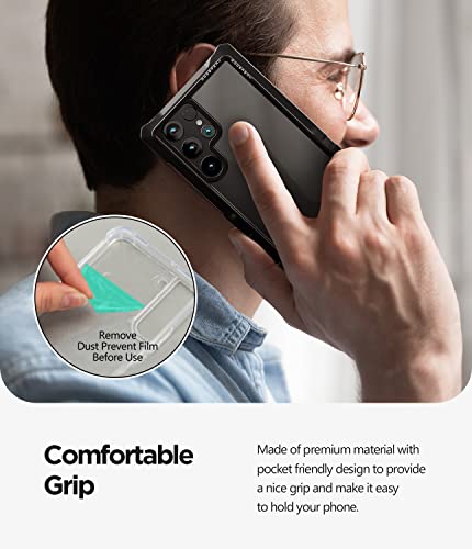 GOOSPERY Z Bumper Compatible with Galaxy S22 Ultra Case [Free Strap Included] Shock Absorbing Dual Layer Structure TPU Edge Crystal Clear PC Back Cover with Shoulder Strap - Black