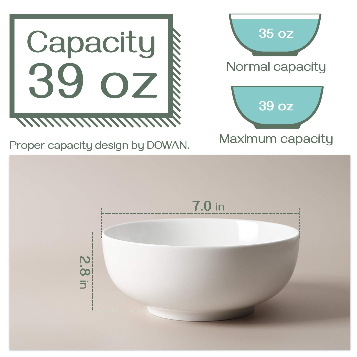 DOWAN 7" Large Soup Bowls & Cereal Bowls & 9.5" Large Serving Bowls