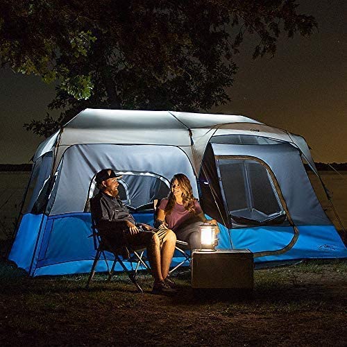 CORE 9 Person Lighted Instant Cabin Tent with Included Footprint and Tent Kit