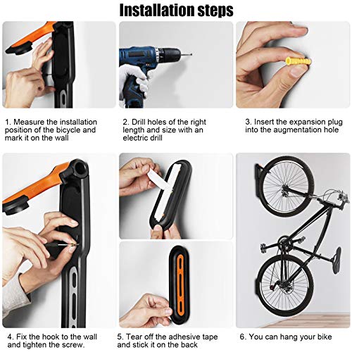 Coohil Bike Wall Hook Mounted Storage Rack Hanger Parking Buckle for Mountain Road Bicycle Bicycle Hanger Storage System Vertical Hanging for Bicycle Shop Display