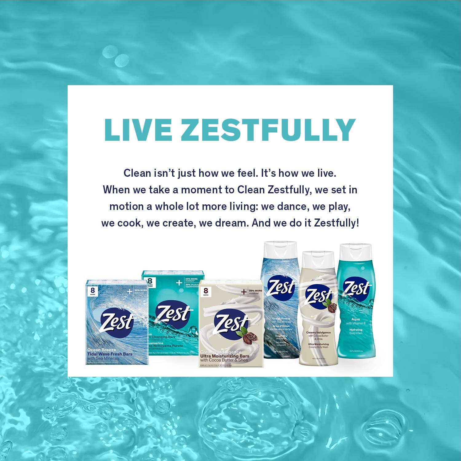 Zest Bar Soap - 8 Bars - Enriched With Cocoa Butter And Shea for Ultra Moisturizing Cleansing - Leaves Your Body Feeling Silky Smooth And Deeply Moisturized