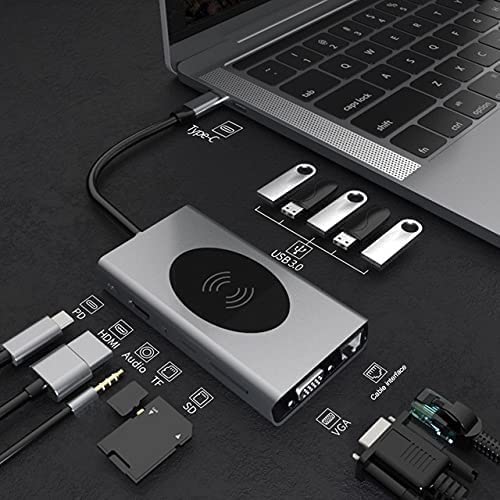 Feilx Ultra-Slim Data USB Hub, USB Type C Hub USB 3.0 Type-C Hub to HDMI Adapter 4K Thunderbolt 5 USB C Hub with TF SD Reader Slot PD