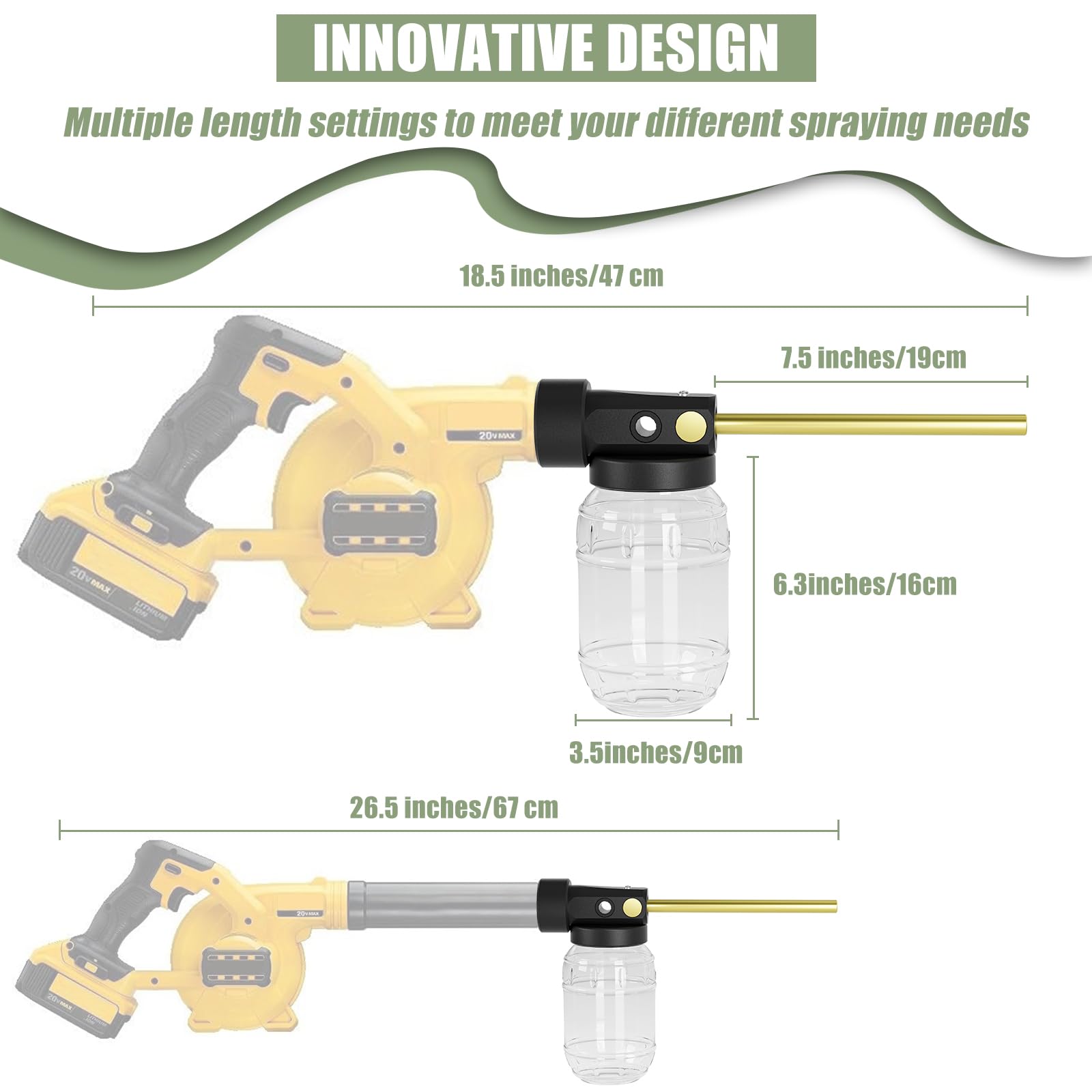 Dinftin Garden Dust Applicator – Diatomaceous Earth Powder Duster Sprayer for Plants and Gardens, Perfectly for DeWalt 20V MAX Blower DCE100B(Machine not Included)
