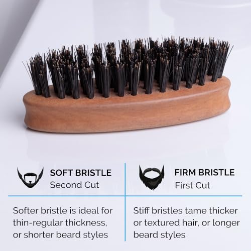 ZEUS Pocket Beard & Mustache Brush for Men, Travel Size Beard Brush, Firm Boar Bristles (Made in Germany) N91